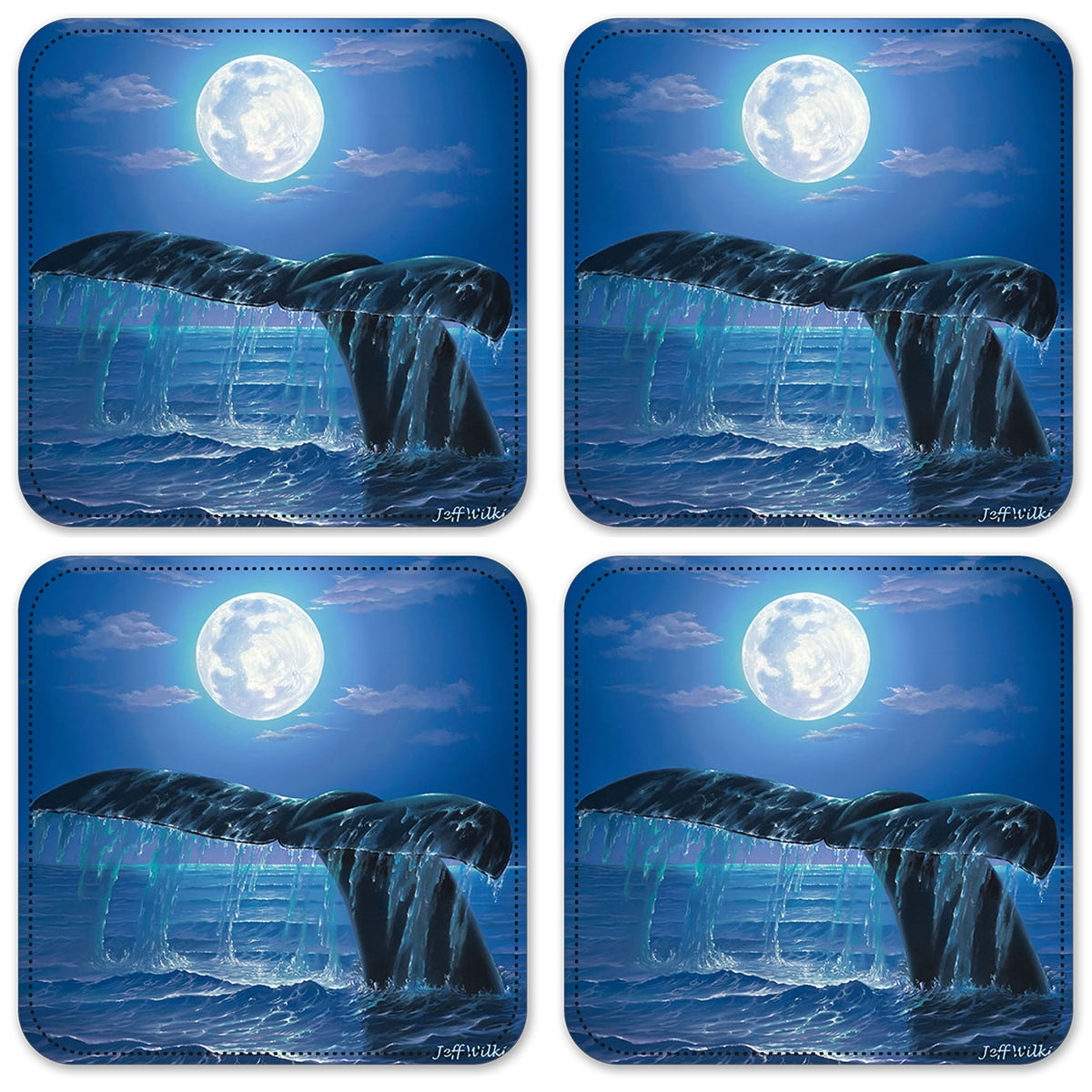 Vinyl Drink Coasters - Set of 4 - Whale Tail - Walmart.com
