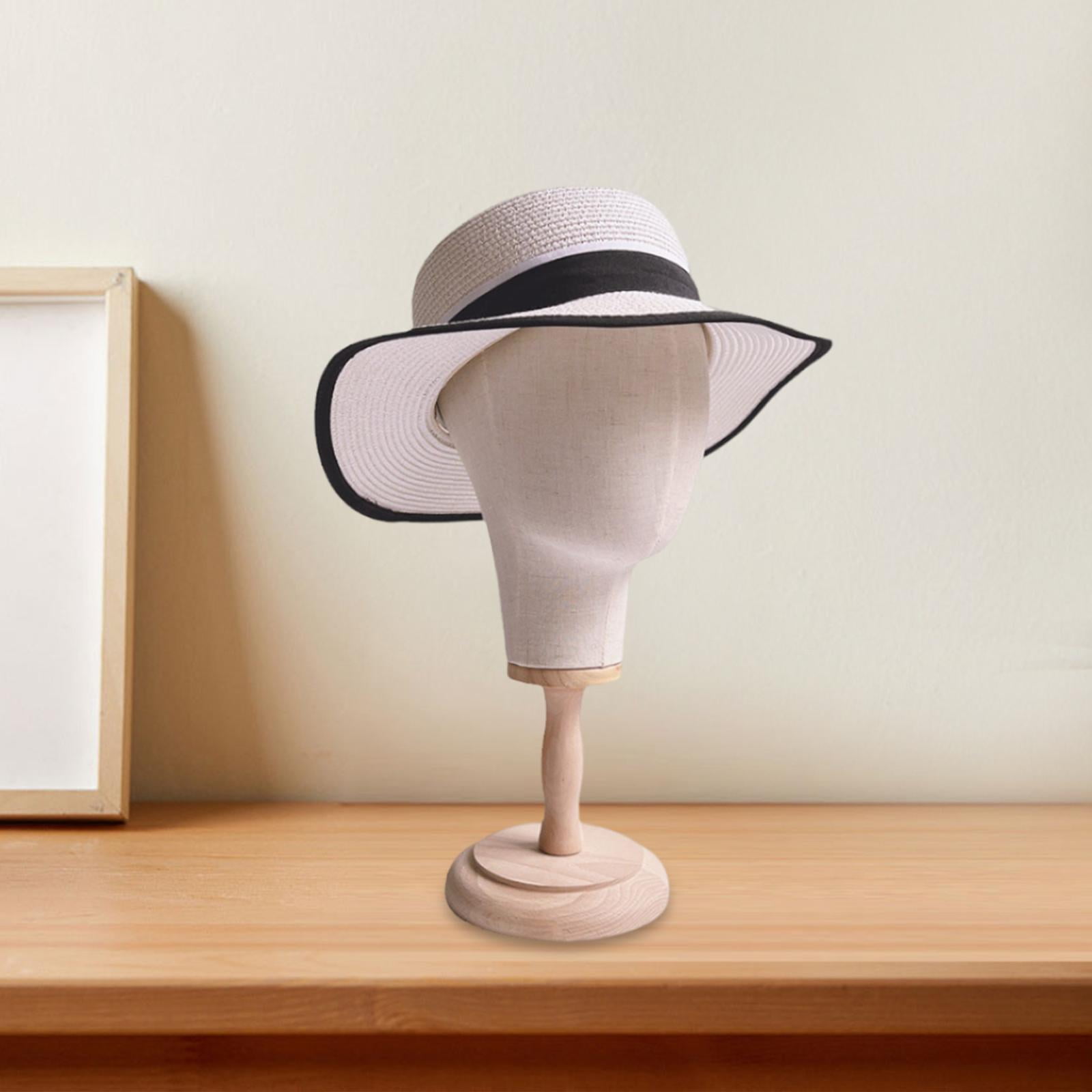 Hat Display Holder, Manikin Head with Wood Base, Caps Storage Rack for ...