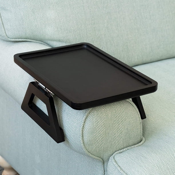 Sofa Arm Tray Table Portable Couch Arm Clip-On Tray Space Saving Wooden ...