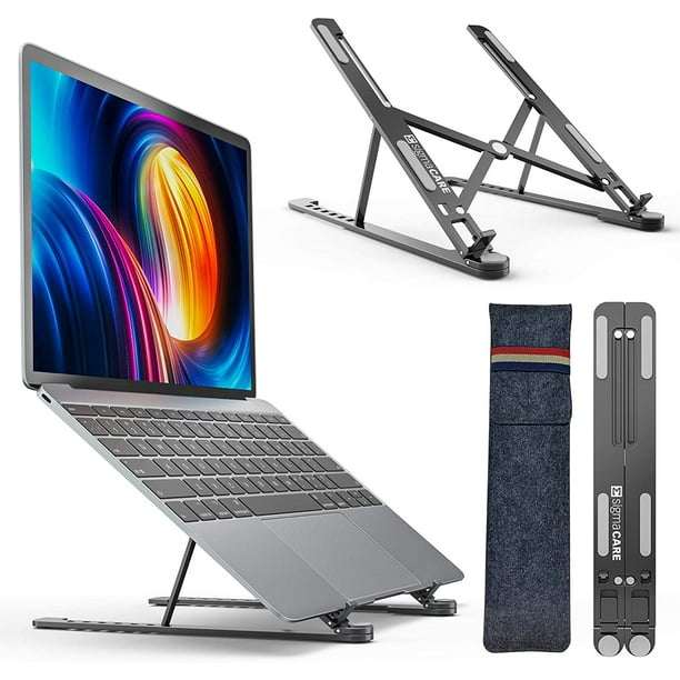 SigmaCARE Gray Laptop Stand 8-Level Height Foldable Adjustable Premium ...