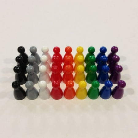 Plastic Pawns: Set of 36 Black Grey White Red Orange Yellow Green Blue ...