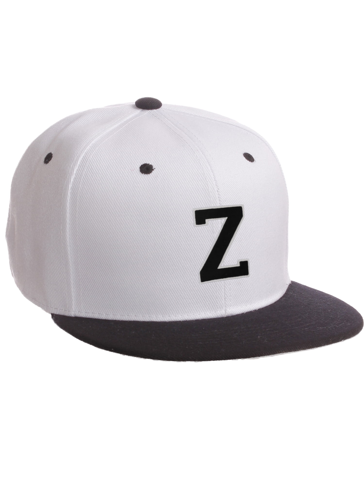 Classic Snapback Hat Custom A to Z Initial Letters, White Black Cap ...