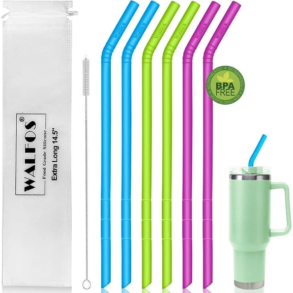 12-Pack Reusable Plastic Clear Straws, 13 Inch Extra Long Tumbler ...