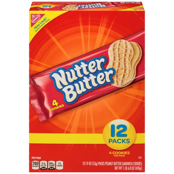 Nutter Butter Peanut Butter Sandwich Cookies, 12 Packs (4 Cookies Per ...