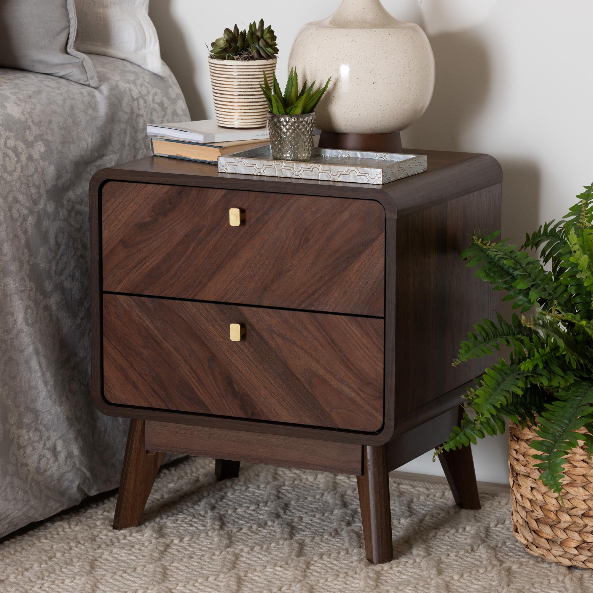Baxton Studio Markell Mid-Century Transitional Walnut Brown Finished ...