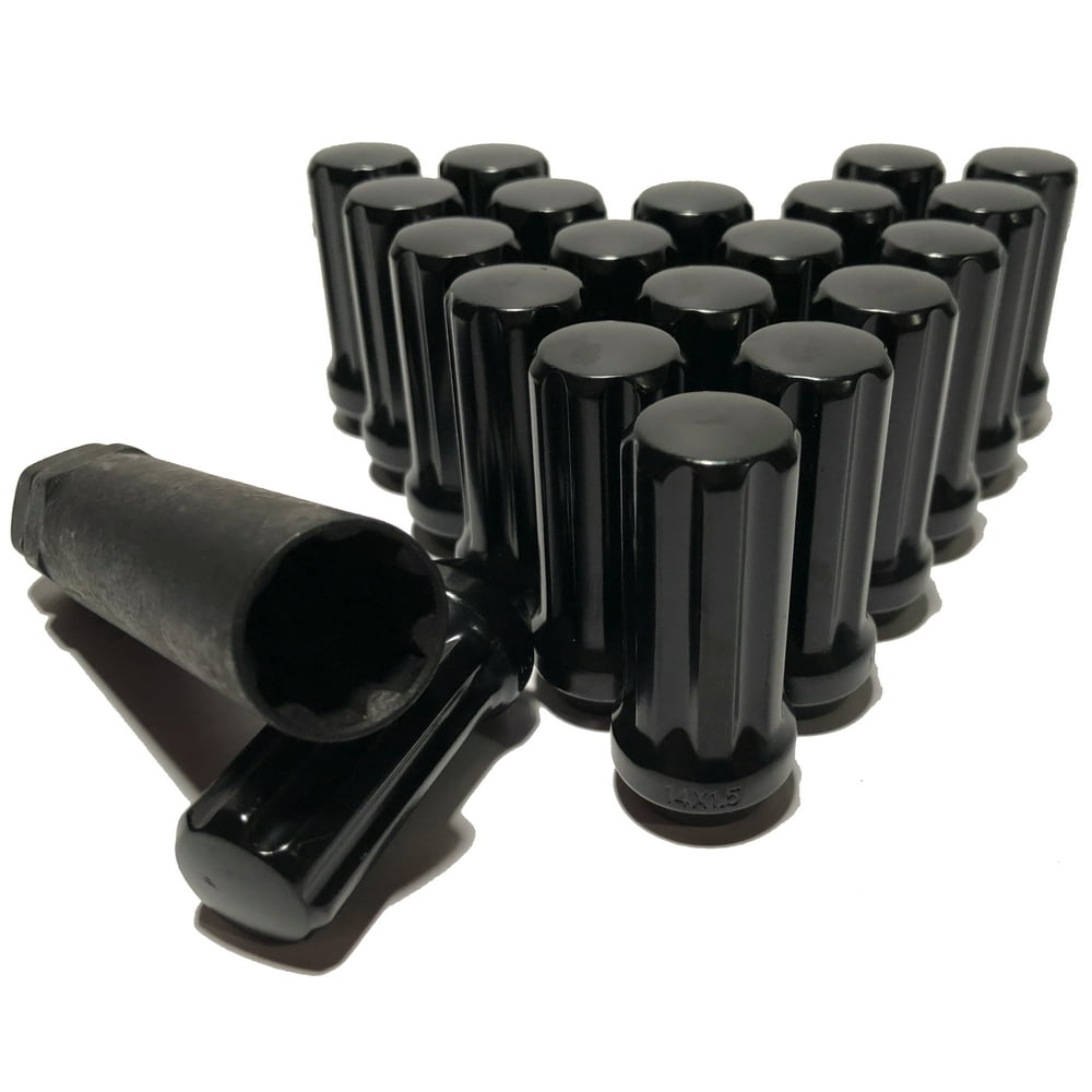 20 Black 14x1 5 Long 7 Spline Lug Nuts 1 90 Tall XL Locks With Key 20-black-14x1-5-long-7-spline-lug-nuts-1-90-tall-xl-locks-with-key