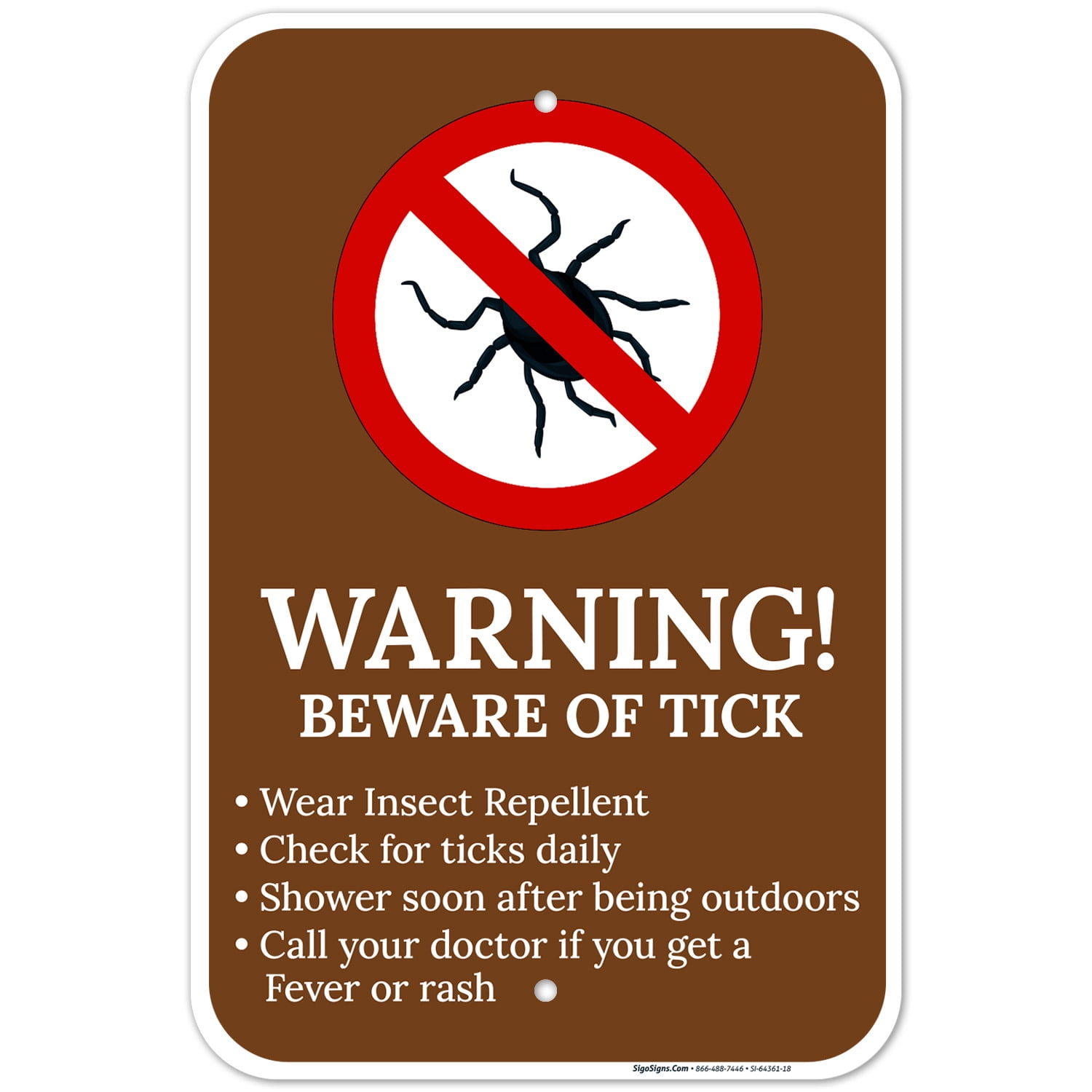 Warning Beware Of Ticks Wear Insect With Symbol Sign, - Walmart.com