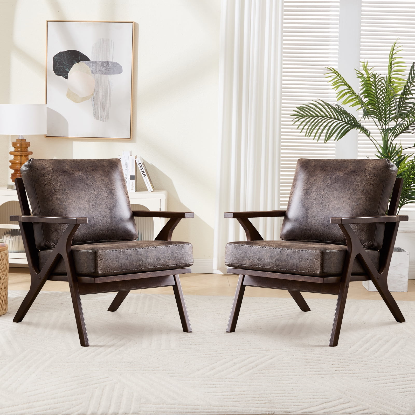 Click here for Bonzy Home Pu Leather Accent Chair Set Of 2  Mid C... prices