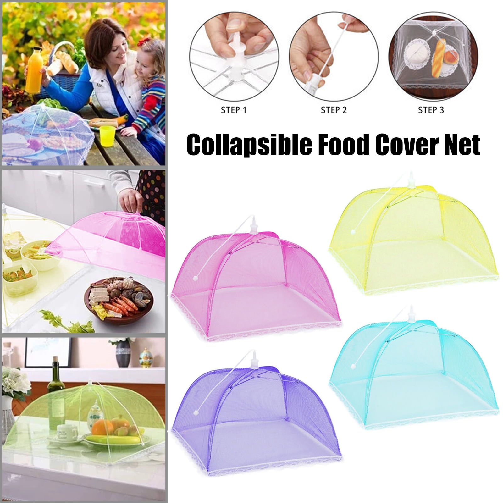 TWSOUL Mesh Food Cover Tent Umbrella,16" Pop Up Net Cake Domes Fruit ...