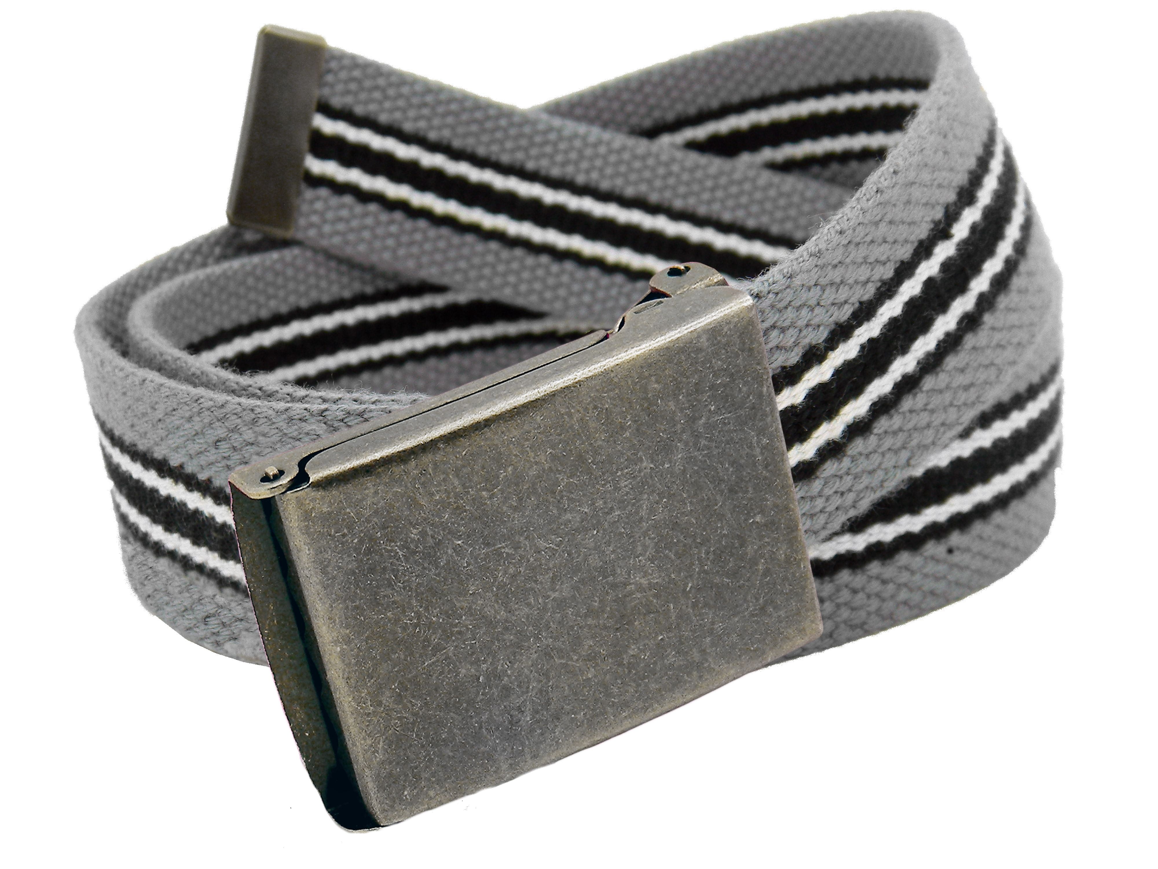 Men's Distressed Silver Flip Top Military Belt Buckle with Canvas Web ...