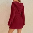 Dihao Robes For Women Winter Thicken Lace Up Pajamas With Pockets Women Soft Solid Color Long