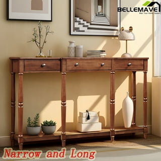 Console Table with 3-Tier Open Storage Spaces and “X” Legs,Narrow Sofa ...