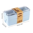 Blue Double Layer Lunch Box with Cutlery - Large Capacity Fresh Keeping ...
