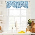 Blue White Color Block Tie Up Valance Curtains Summer Watercolor Square ...