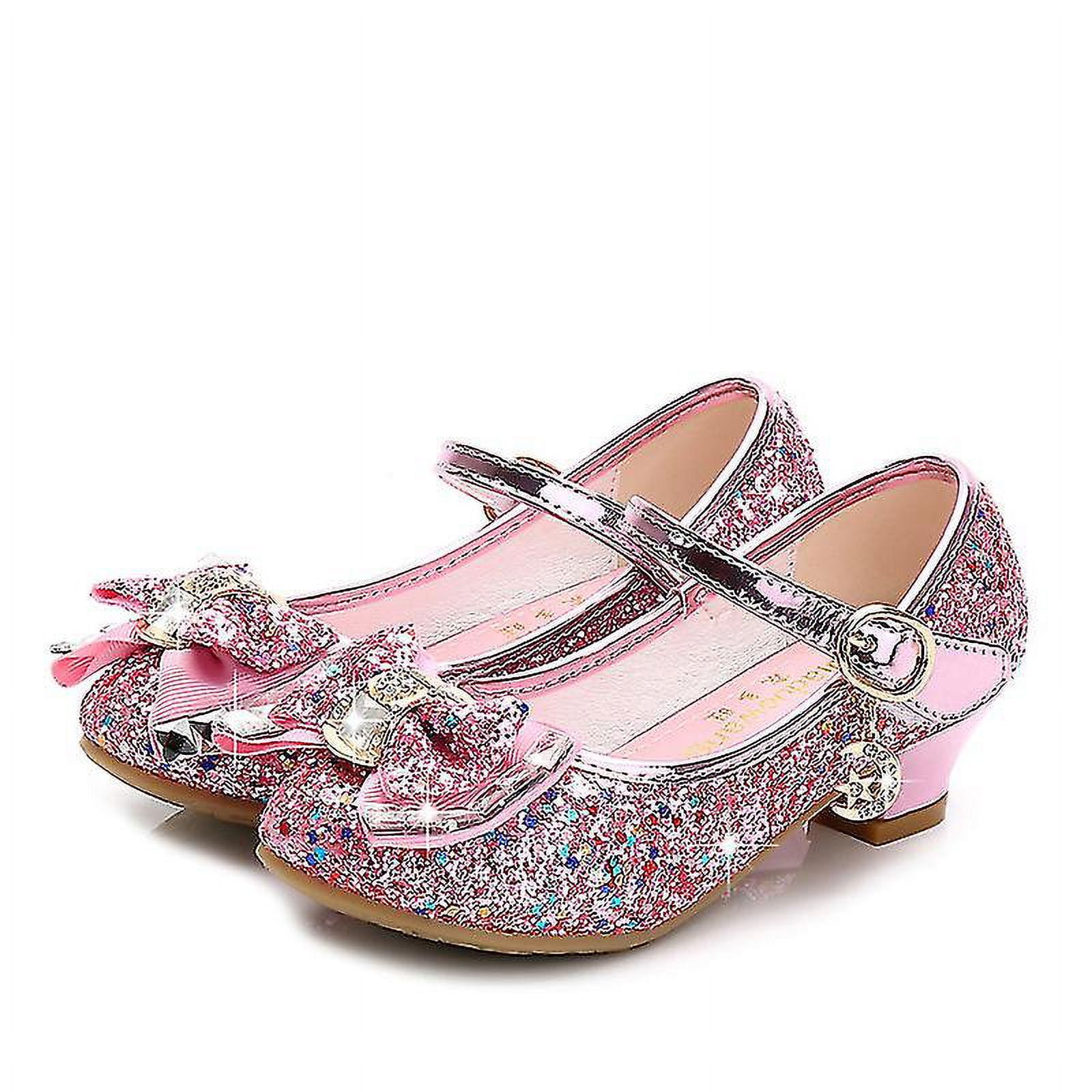 Princess Kids Leather Shoes for Girls Glitter Children High Heel Girls ...