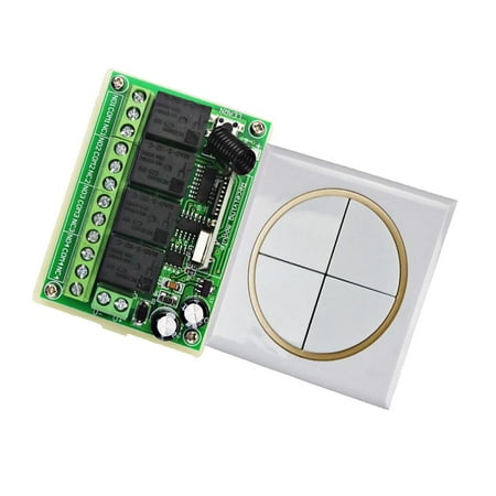4CH 433MHz Wireless Relay Remote Switch Receiver 4-button Remote ...