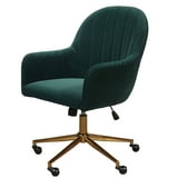 Upholstered Channel Tufted Office Chair in Emerald Green Velvet ...