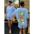 Blue Womens Loose Raglan Graphic Tee With Lobster & Lemon Stripe Print ...