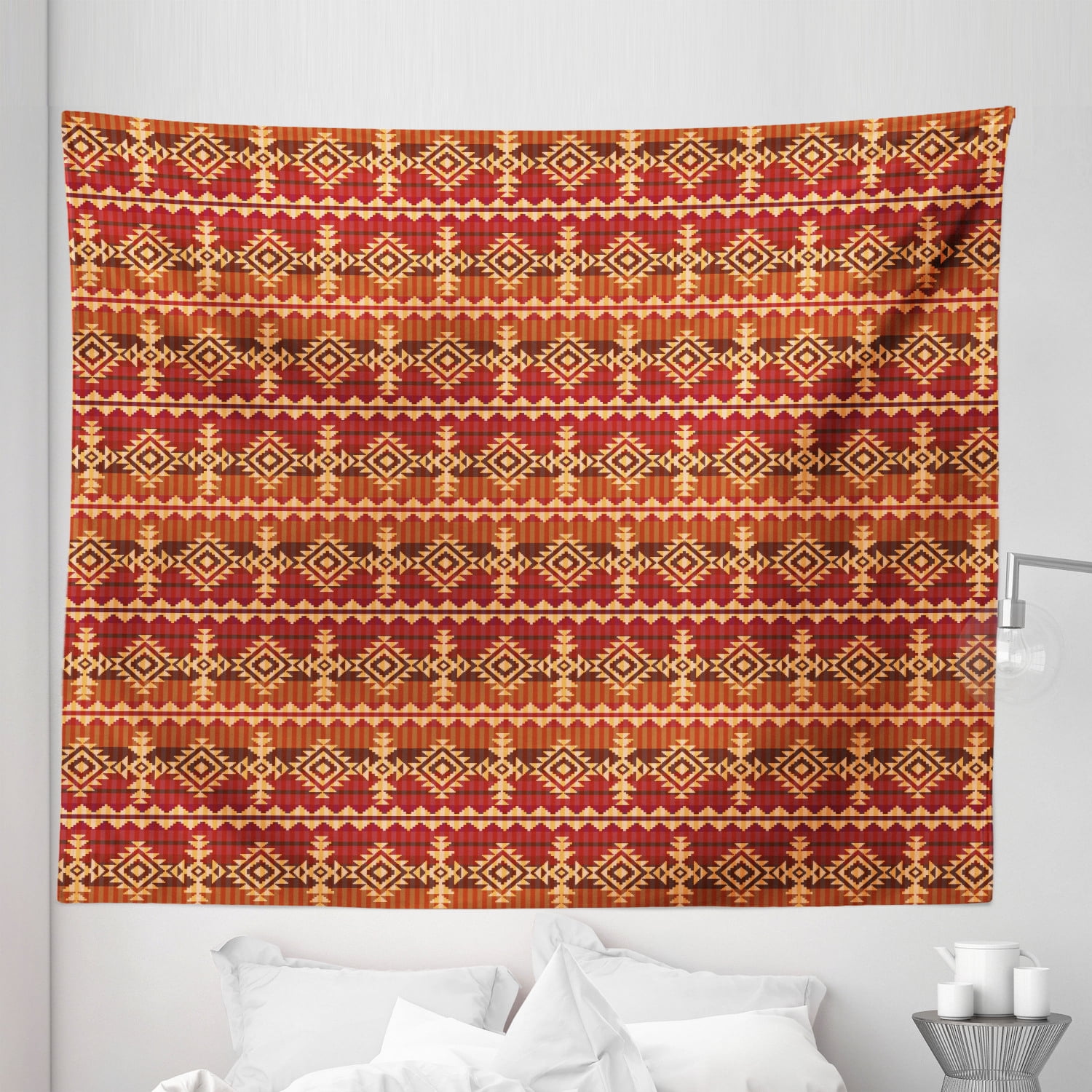 Mexican Tapestry, Aztec Culture Theme Classical Triangles Pattern ...