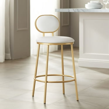 Summit Living 24-Inch White & Gold Bar Stools Set of 4 for Kitchen ...