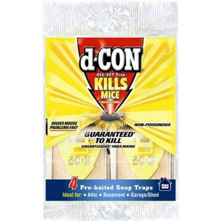 d-CON Wooden Mouse Snap Trap, 4 Traps, Pre-Baited & Non-Poisonous ...