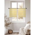 Abstract Yellow Plaid Vintage Grid Chiffon Sheer Curtains 45 Inches ...