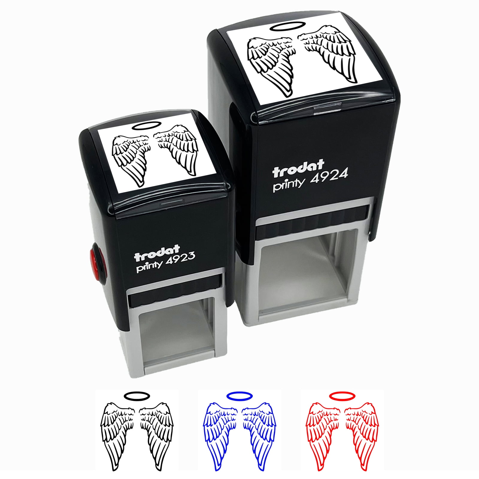 Stamping Folded Angel Wings with Halo Feathers Square Rubber Stamp for ...