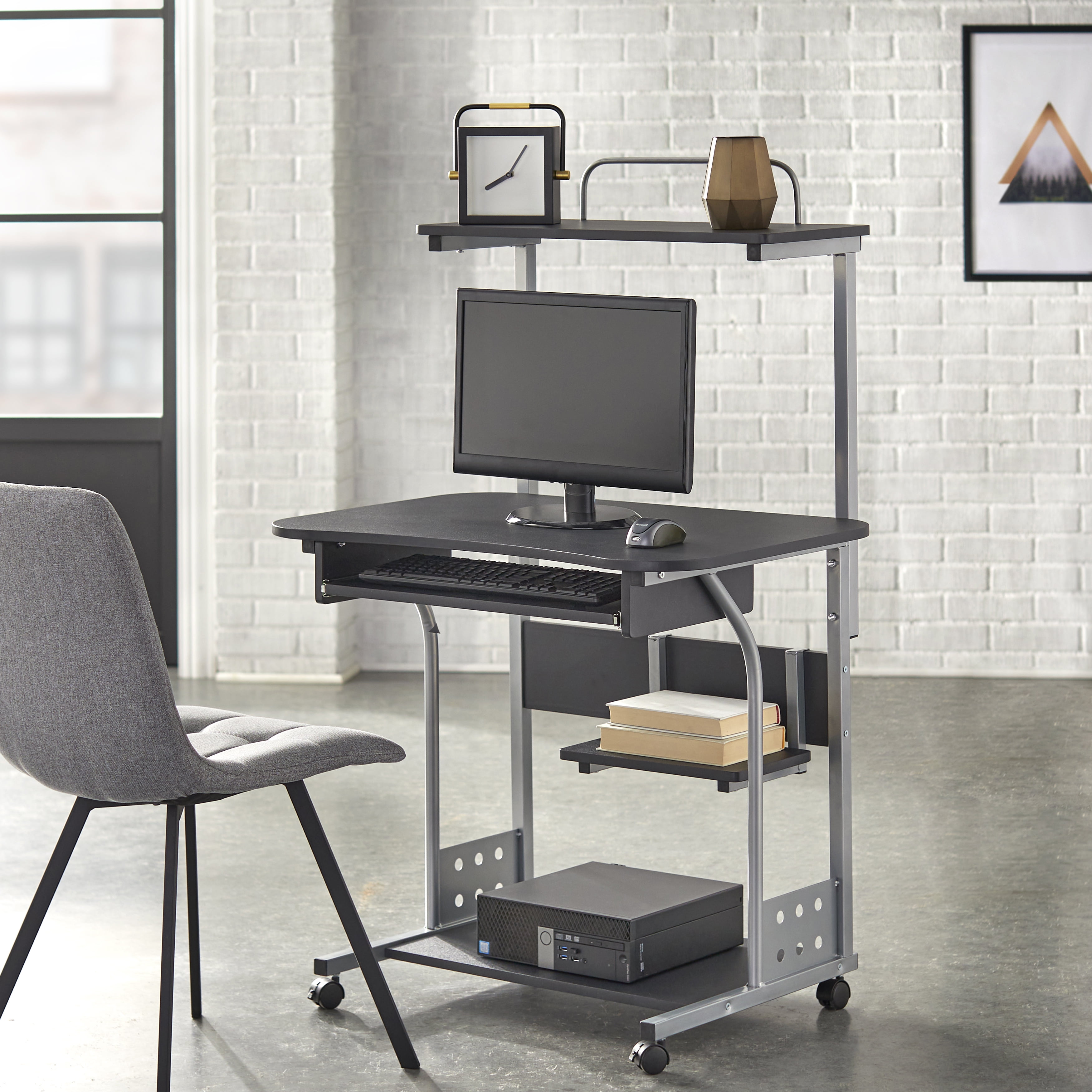 Buylateral Mobile Computer Tower Desk with Storage - Walmart.com