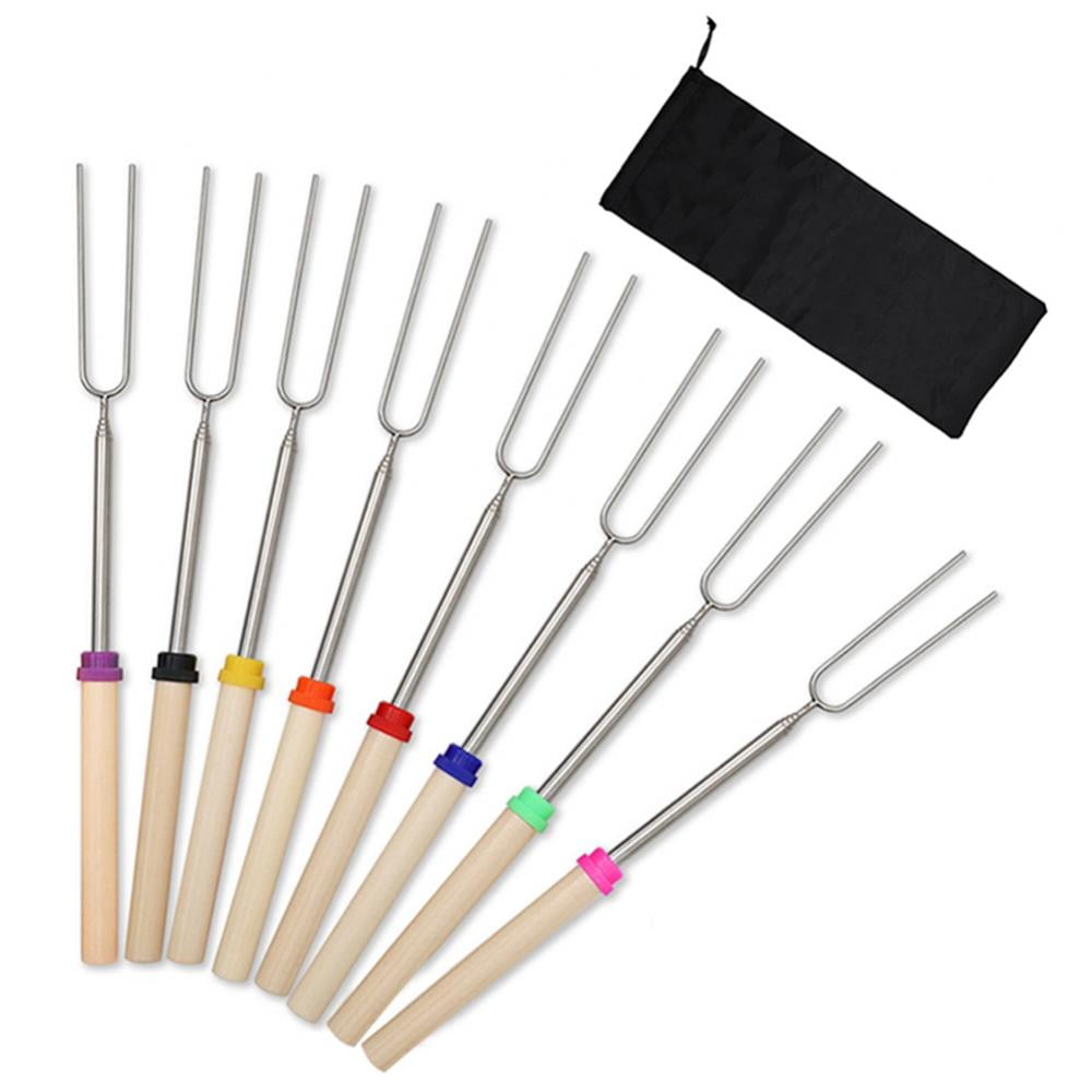 Magazine 8-Piece Roasting Stick With Wooden Handle Retractable Pancake ...