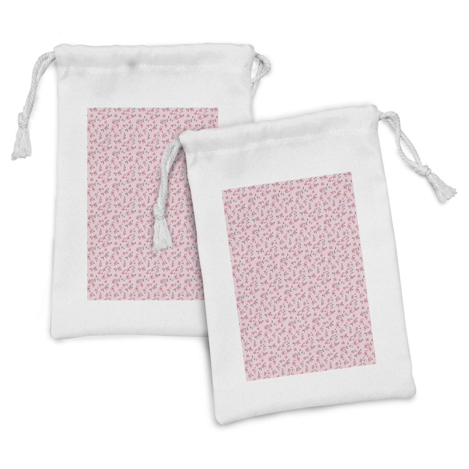 Floral Fabric Pouch Set of 2, Linum Flower Petals Flowering Pastel ...