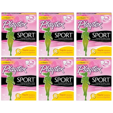 Playtex Sport Unscented Super Plus S+ Plastic Tampons, 14 Count (Pack ...