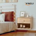 VINGLI Unfinished Natural Solid Wood Floating Nightstand Vintage Wall ...