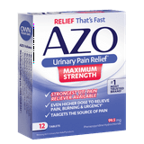 AZO OTC Medicine for Maximum Strength Urinary Tract Pain Relief, 12 ...