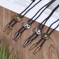 4Pcs 2 Colros Retro Alloy Pendant Black PU Leather Lariat Bolo Tie ...