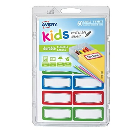 Avery Durable Labels, 3/4" x 1-3/4", Assorted Border Colors, Water ...
