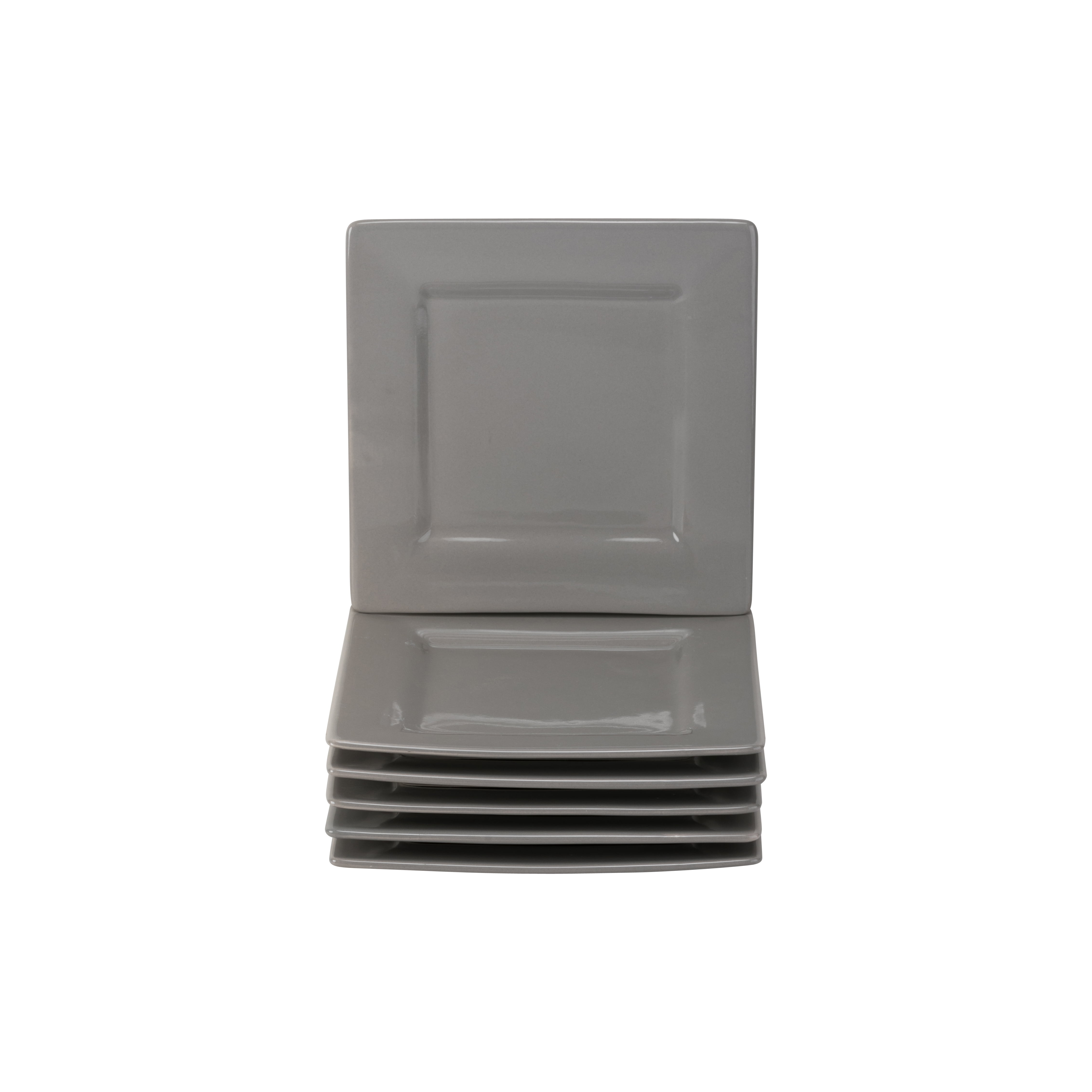 10 Strawberry Street Nova Square 7" Salad Plates, Gray, Set of 6 ...