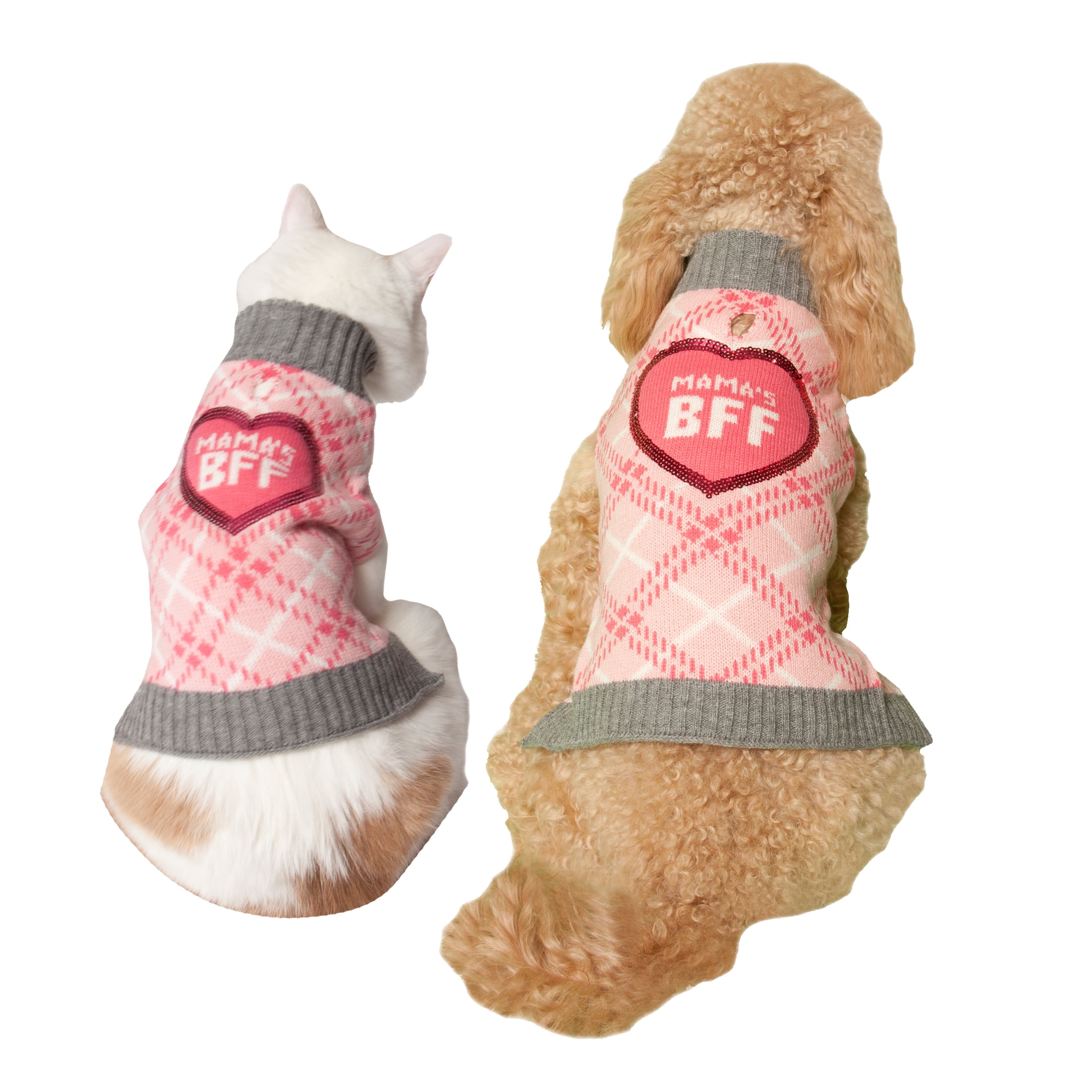 Vibrant Life Holiday Pink Mama'S Bff Plaid Dog Sweater and Cat Sweater ...