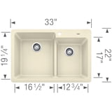 Blanco 442092 Grandis 33" Drop-In Or Undermount Double Basin Silgranit ...