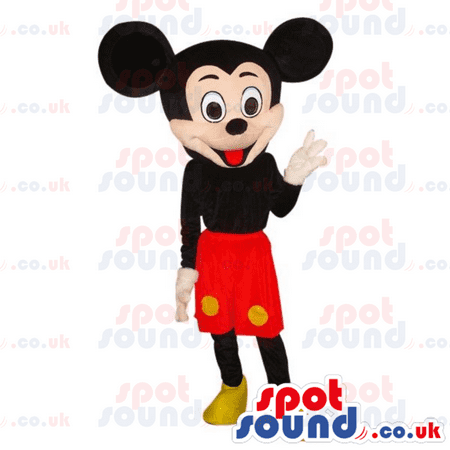 Mickey Mouse Disney Character Plush SPOTSOUND Mascot Wearing Red Shorts ...