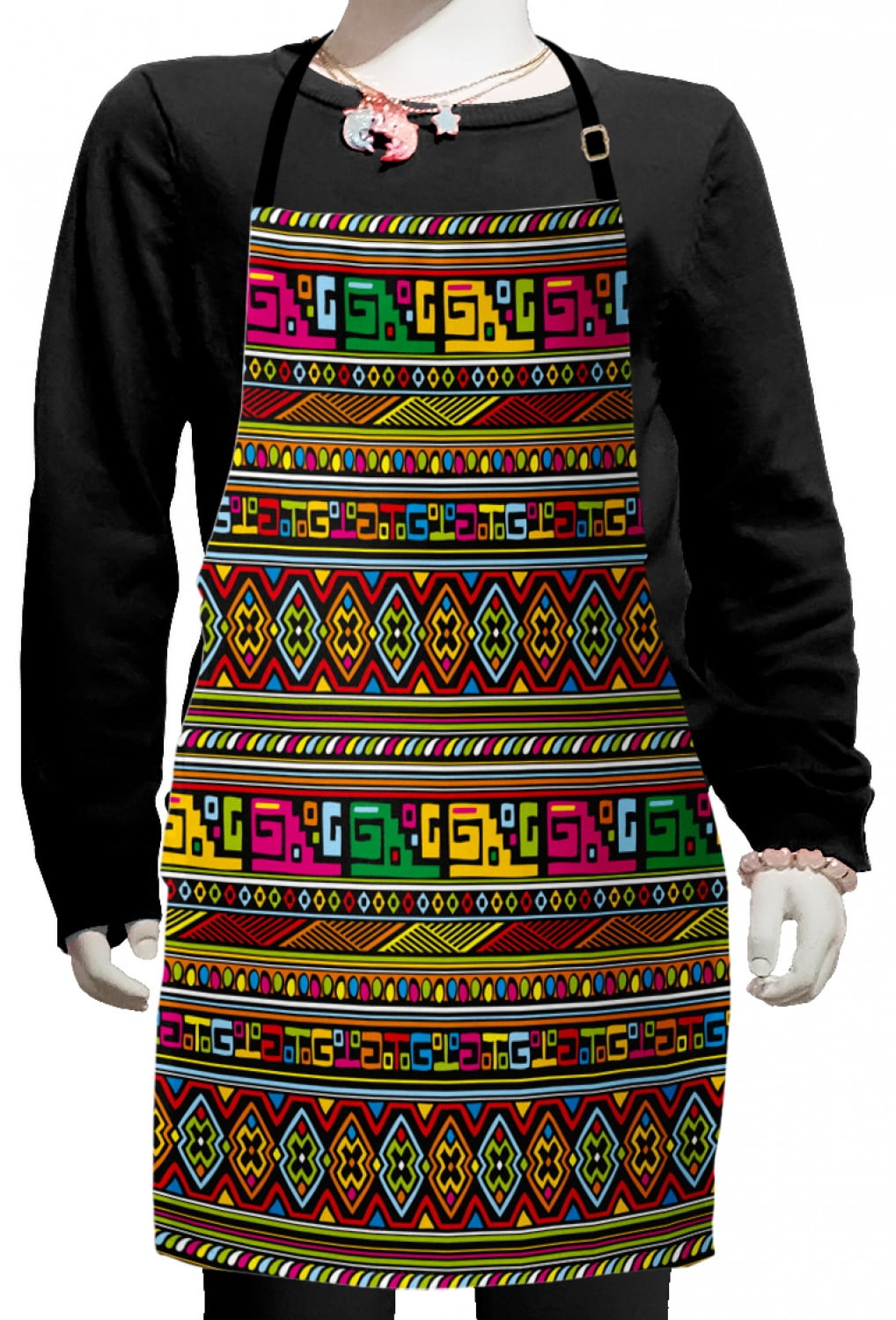 Tribal Kids Apron, Design with Colorful Geometrical Details Borders ...