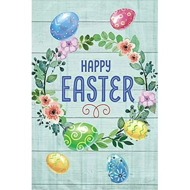 Happy Easter Wreath Garden Flag – 12” x 18”, Double Sided, House Flag ...
