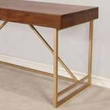 Vaiz 3-Drawer Wood Writing Desk, Gold and Light Walnut - Walmart.com