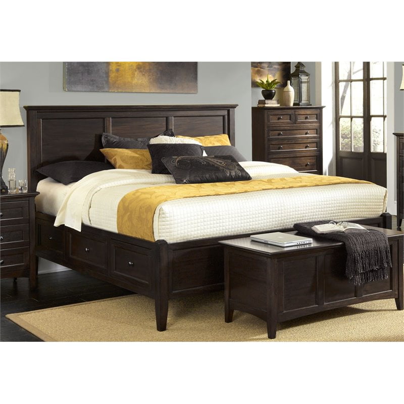 Bowery Hill Queen Panel Storage Bed in Dark Mahogany - Walmart.com