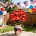 7 Heads 21 Flowers Artificial Bouquet, Patriotic Simulated Flower Bunch ...