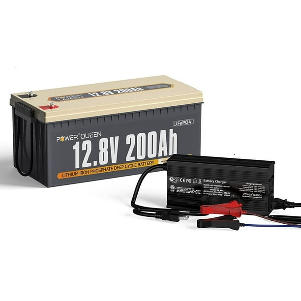 Power Queen 12V 200Ah LiFePO4 Lithium Battery with 14.6V 20A Charger for RV, Solar - Walmart.com