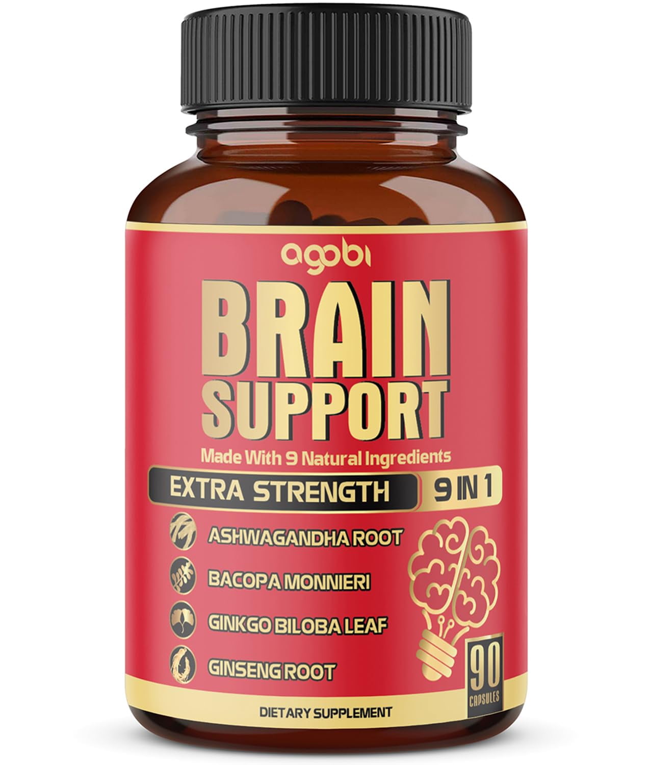 Suplemento Agobi Brain Support 9 en 1 con ashwagandha 90 cápsulas | Bodega Aurrera en línea