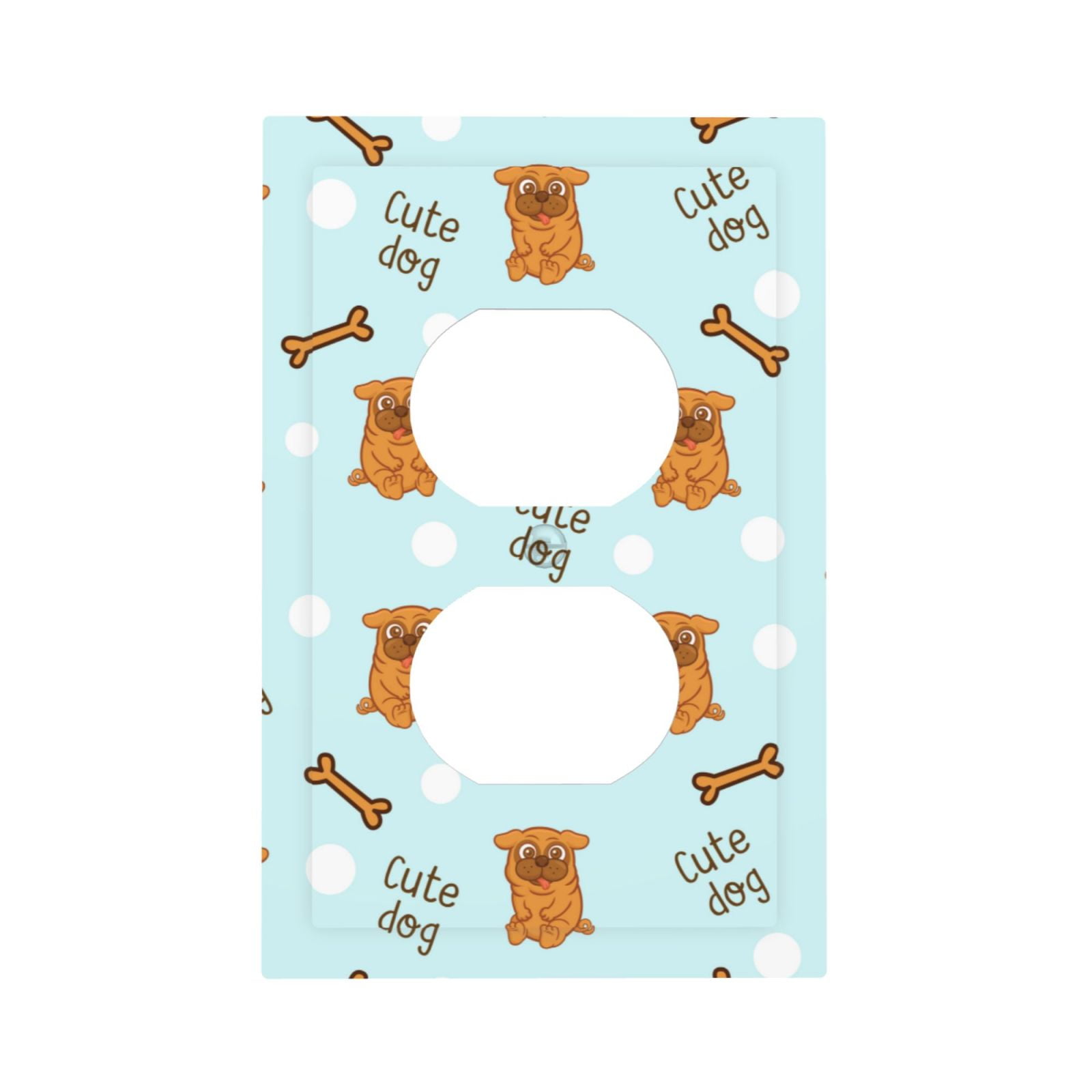 DouZhe 1-Gang Duplex Outlet Cover, Cute Cartoon Pet Dog Blue Decorative ...