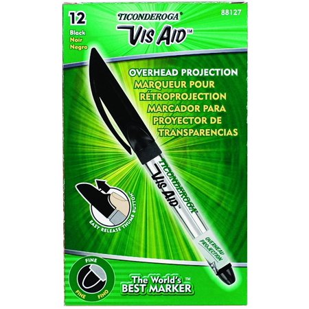 Ticonderoga Vis-Aid Overhead Projection Markers, Fine Point, Black, One ...