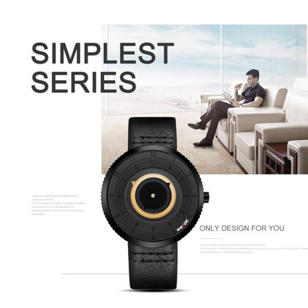 WD006 Male's Ultra thin Quartz Watch With Black PU Band Simple Fashion ...