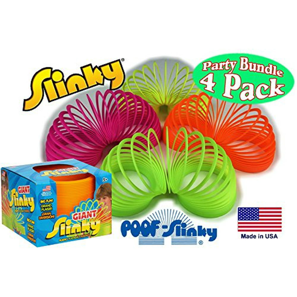POOF-Slinky Original Plastic GIANT Slinky Neon Colors Green, Orange ...